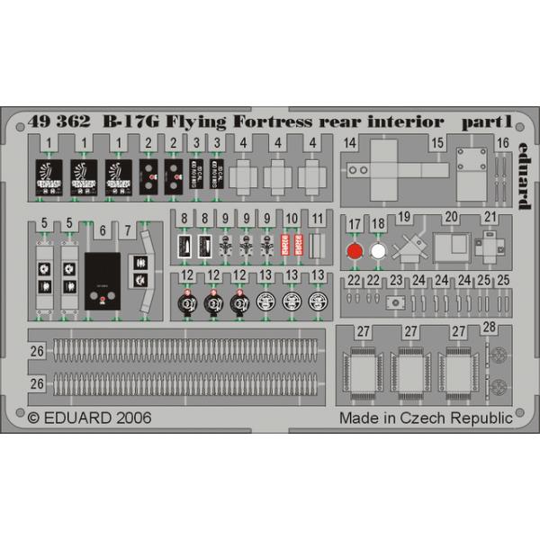 商品名：エデュアルド(49362）1/48 B-17G rear interior用エッチングパーツメーカー：エデュアルド縮尺：1/48推奨キット：レベル、モノグラム＊本体キットが必要です。