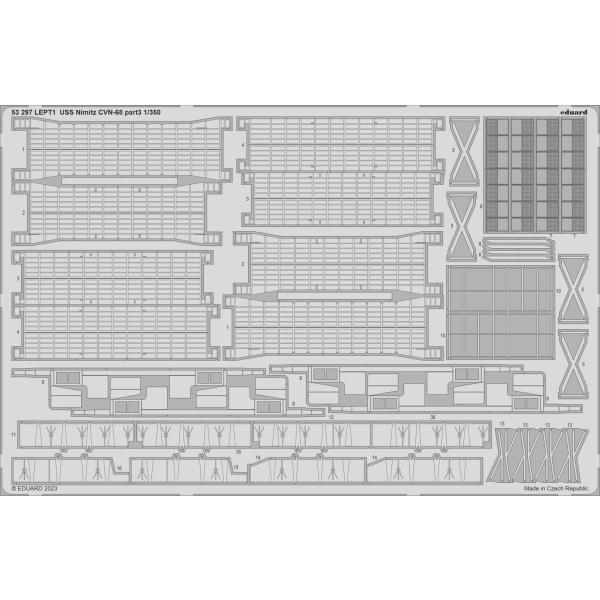 商品名：1/350 USS Nimitz CVN-68 part3用エッチングパーツ(トランぺッター用)商品コード：EDU53297縮尺：1/350メーカー：エデュアルド推奨キット：トランぺッター用＊本体キットが必要です。