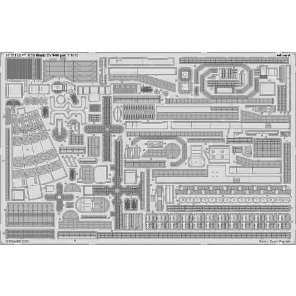 商品名：1/350 USS Nimitz CVN-68 part7用エッチングパーツ(トランぺッター用)商品コード：EDU53301縮尺：1/350メーカー：エデュアルド推奨キット：トランぺッター用＊本体キットが必要です。