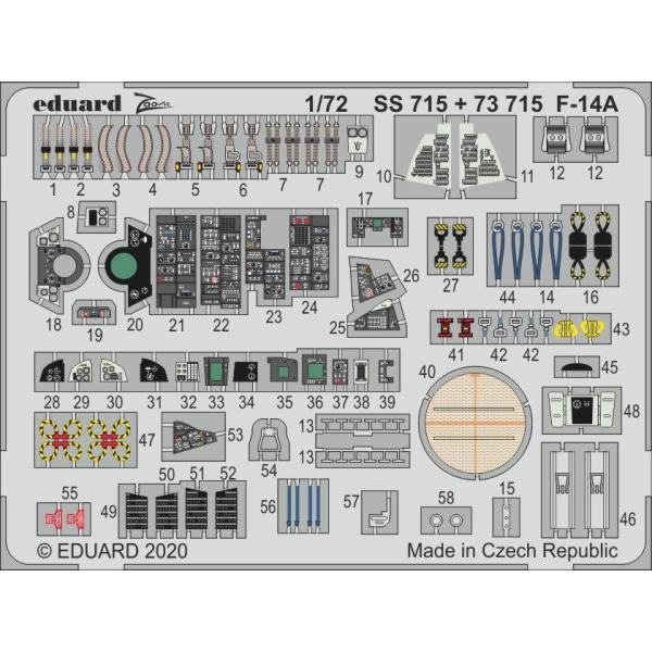 商品名：F-14A トムキャット 1/72用エッチングパーツ商品コード：EDU73715縮尺：1/72メーカー：エデュアルド推奨キット：Great Wall Hobby＊本体キットが必要です。