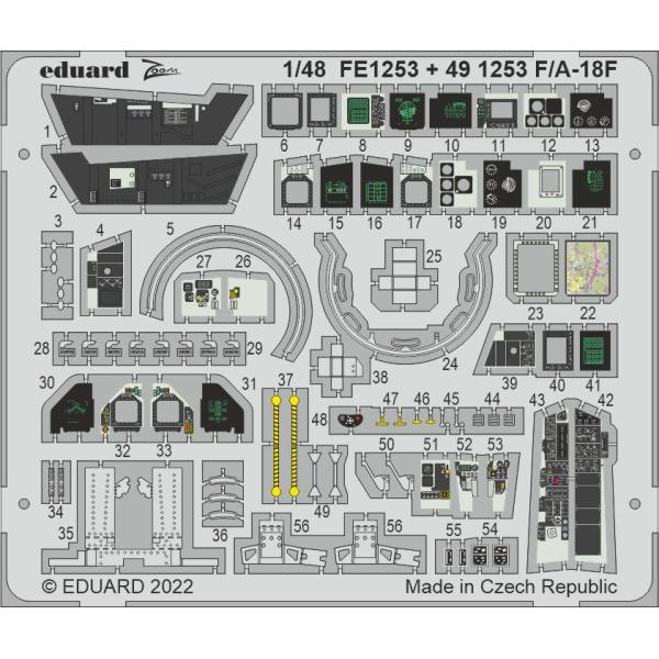 商品名：エデュアルド(FE1253)1/48 Boeing F/A-18F Hornet 内装用エッチングパーツ  (推奨キット: Meng Model )縮尺：1/48メーカー：エデュアルド＊本体推奨キットが必要です。