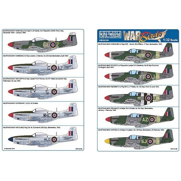 キッツワールドKW132106  1/32 MUSTANG MK.III 17 Sqn他用デカール