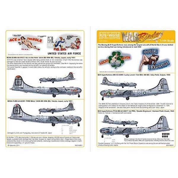 キッツワールドKW144001  1/144 B-29A Superfortress 'Lucky Leven'他用デカール