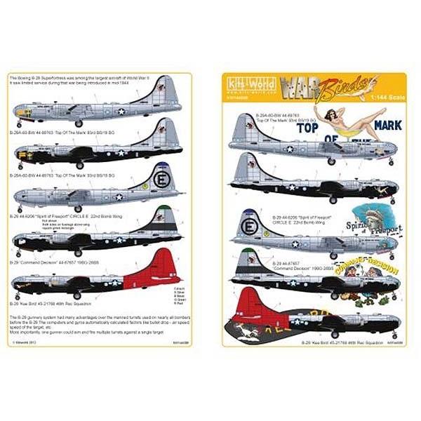 キッツワールドKW144008  1/144 B-29A'Top Of The Mark' 他用デカール