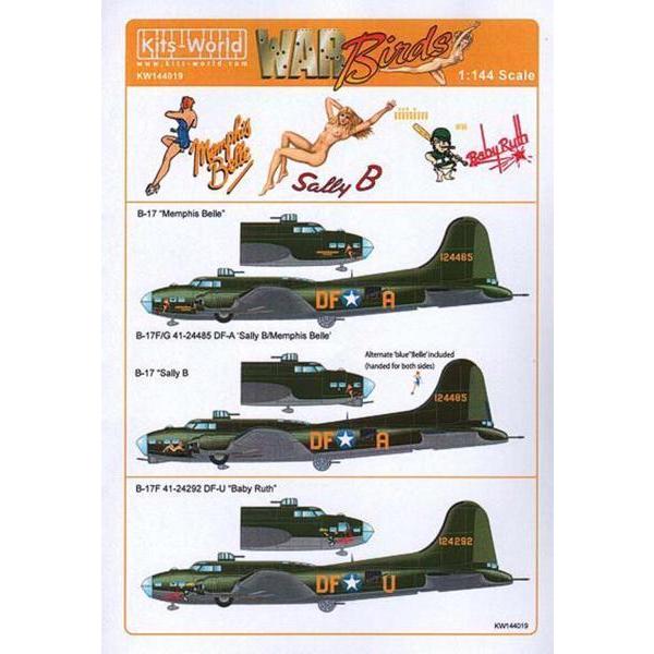 キッツワールドKW144019  1/144 B-17F/B-17G'Sally B'他用デカール