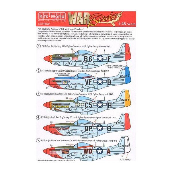キッツワールドKW148029  1/48 P-51B/P-51D用Nose Art他デカール