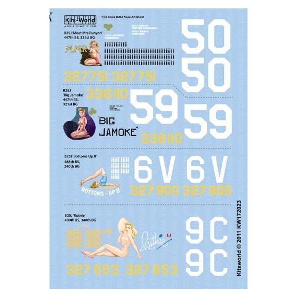 キッツワールドKW172023  1/72 B-25J'Meet Mrs Runyon'他用デカール