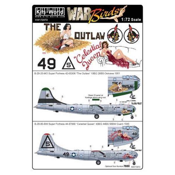 キッツワールドKW172072  1/72 Boeing B-29 'The Outlaw' 他用デカール