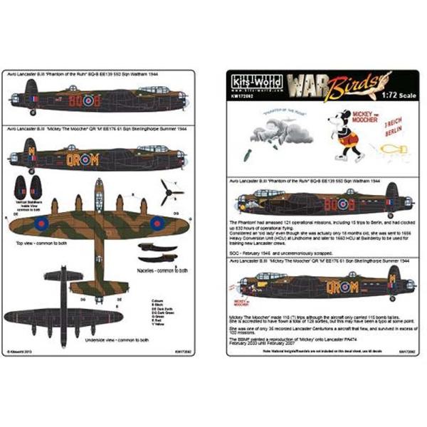 キッツワールドKW172092  1/72  Kits-World(172092)1/72  アブロランカスターB.I/III 'Phantom of the Ruhr' BQ-B EE139 100 Sqn Waltham 1944