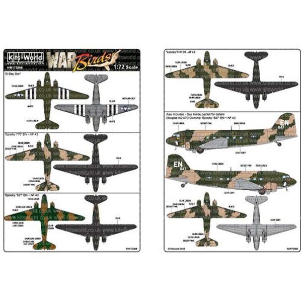 キッツワールドKW172096  1/72  Douglas C-47/C-53D 'D-Day Doll' Commemorative Air Force (CAF) Texas USA他用デカール