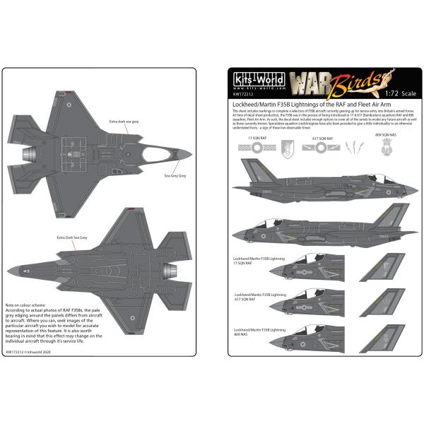 キッツワールドKW172212  1/72 英空軍 F-35B用デカール