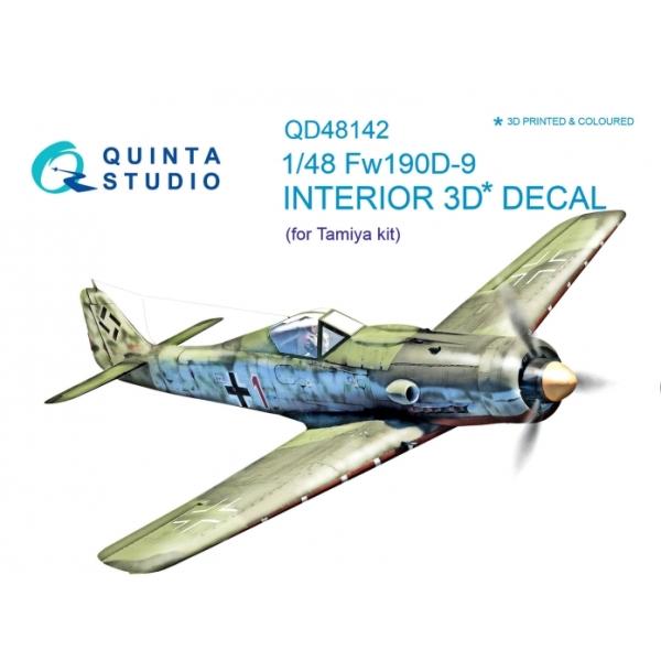 メーカー：QUINTA STUDIO（クインタスタジオ）縮尺：1/48商品コード：QD48142商品名：フォッケウルフ Fw190D-9用内装3Dデカール (タミヤ用)