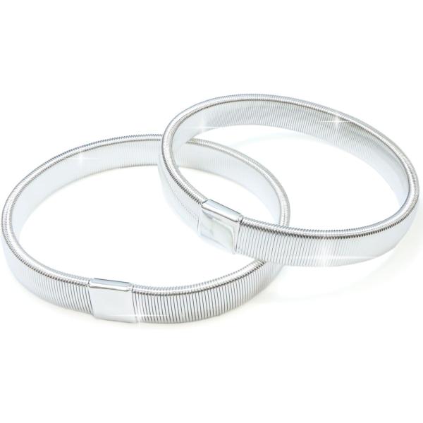 ●【サイズ】直径約8cm×幅約1.1cm（スプリングタイプのため伸縮性があります）●【材　質】合金鋼（スチール）●【カラー】シルバー（銀色）●【内容量】2個●【特　徴】洋服やシャツの袖丈を調整できる、見た目もシンプルでおしゃれなスプリングタ...