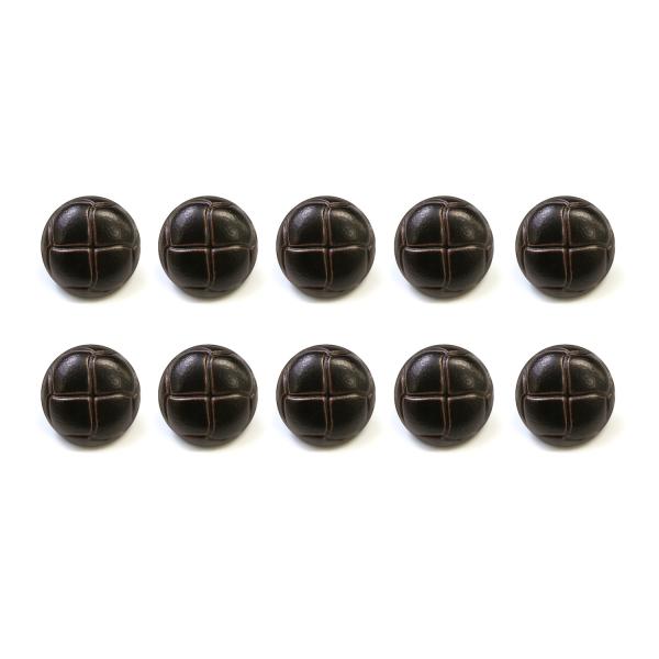●【サイズ】直径13mm　【数量】10個●【ボタンの形】足つきボタン　【材質】プラスチック●【カラー】ブラック　【模様】レザーのような模様●【用途】縫い糸が目立ちにくい、足つきの革調ボタンです。ボタンの取れてしまったコートやシャツボタンとし...