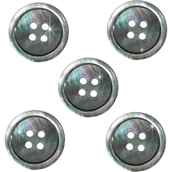 ●【サイズ】直径約20mm　【1粒の厚み】約1.9mm　【1粒の重さ】約1.2g　【数量】5個●【ボタンの形】四つ穴ボタン　【材質】貝製●【カラー】ブラック　【模様について】表面に、虹色に淡く光る黒蝶貝を使用しています。●【特徴】 糸通し用...