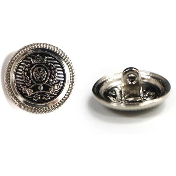 ●【サイズ】直径約20mm　【数量】10個●【ボタンの形】足つきボタン　【材質】金属製●【カラー】シルバー●【用途】縫い糸が目立ちにくい、足つきのメタルボタンです。ボタンの取れてしまったスーツやブレザーボタンとして。●お手持ちの衣類の首元、...