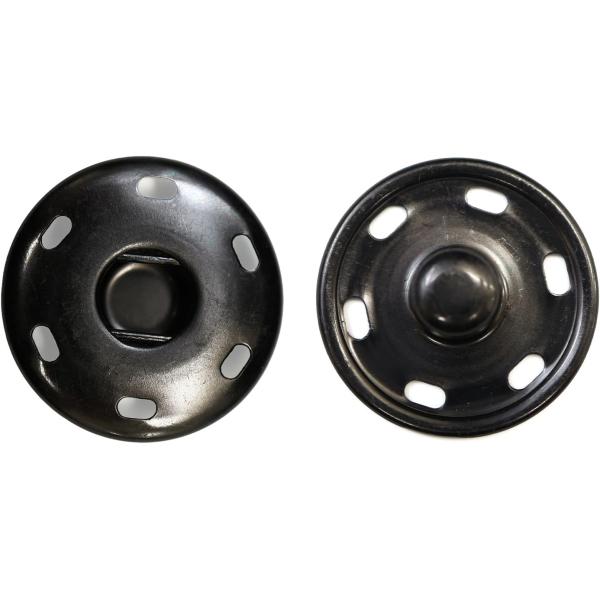 ●【サイズ】直径約25mm　【数量】10組入り●【材質】金属●【カラー】ブラック（黒）●【用途】パチッとはめ込むだけで簡単に留められるスナップボタンです。打ち具不要の縫い付けタイプです。●ボタンを留めるのが苦手な方・手間を減らしたい方におす...