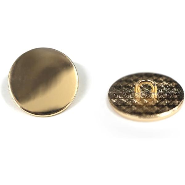 ●【サイズ】直径約20mm 【数量】10個 【一粒の重さ】約3.6g●【ボタンの形】フラットボタン　足つき　【材質】金属製●【カラー】ゴールド　鏡面仕上げ●【特 徴】金属特有の光沢があります。●【用途】お手持ちの衣類のイメージチェンジや、ボ...