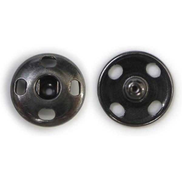 ●【サイズ】直径約10mm　【数量】10組入り●【材質】金属●【カラー】ブラック（黒）●【用途】パチッとはめ込むだけで簡単に留められるスナップボタンです。打ち具不要の縫い付けタイプです。●ボタンを留めるのが苦手な方・手間を減らしたい方におす...
