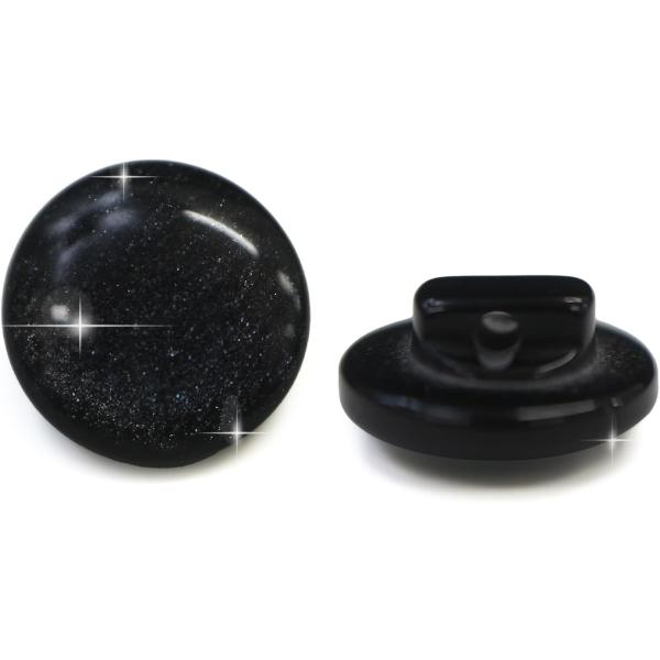 ●【サイズ】直径約11mm　【数量】10個　【1粒の重さ】約0.3g●【ボタンの形】フラットボタン 足つき 【材質】樹脂●【カラー】ブラック●【特徴】ラメ入りのフラットボタンです。縫い糸が目立ちにくい足つきです。●【用途】ブラウス・シャツボ...