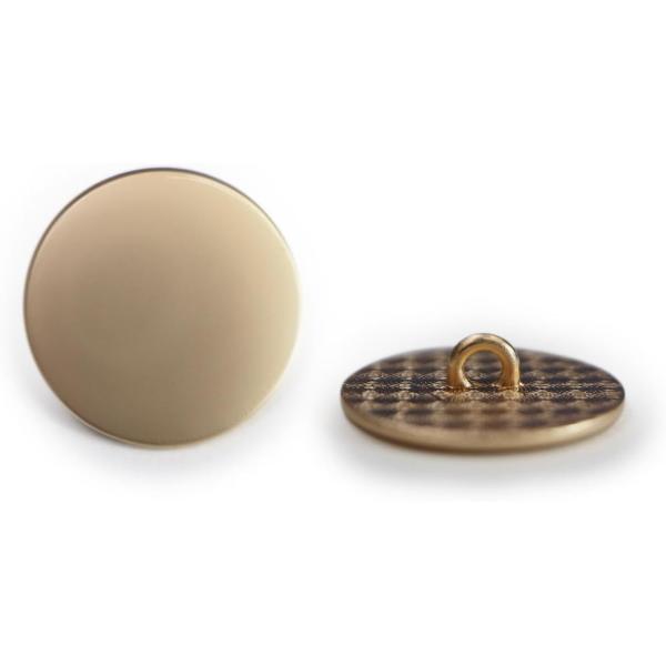 ●【サイズ】直径約23mm　【数量】8個　【一粒の重さ】約4.8g●【ボタンの形】フラットボタン　足つき　【材質】金属製●【カラー】ゴールド　ツヤなし●【特 徴】金属特有のツヤを抑えた、普段使いしやすいボタンです。●【用途】お手持ちの衣類の...