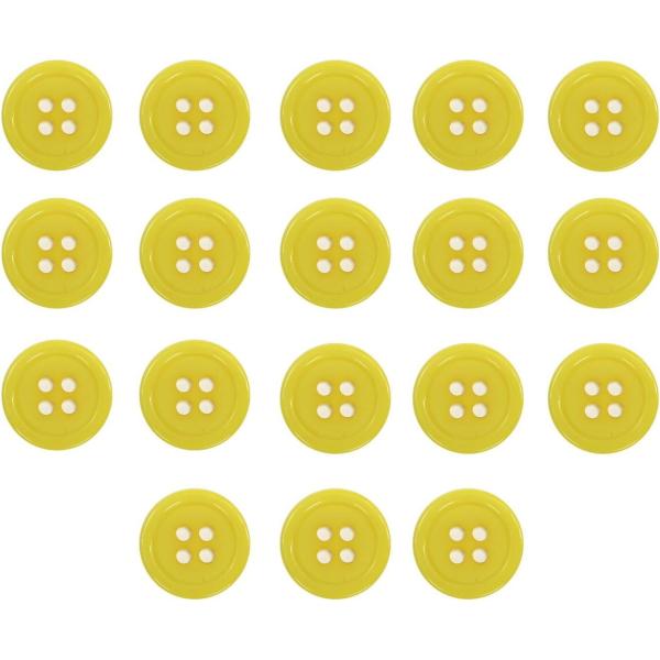 ●【サイズ】直径12.5mm 【1粒の厚み】約2mm 【1粒の重さ】約0.2g 【数量】18個●【ボタンの形】四つ穴ボタン 【材質】樹脂●【カラー】イエロー●【特徴】ツヤありのカラーボタンです。両面黄色のシンプルなデザインです。●【用途】お...