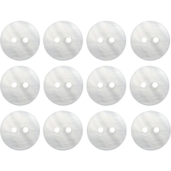 ●【サイズ】直径約12.5mm 【1粒の厚み】約1.8mm 【1粒の重さ】約0.7g●【数量】12個 【ボタンの形】二つ穴ボタン●【材質】淡水パールシェル 【カラー】ホワイト 【模様について】貝特有の風合い・光沢●【特徴】少し厚みのある、両...