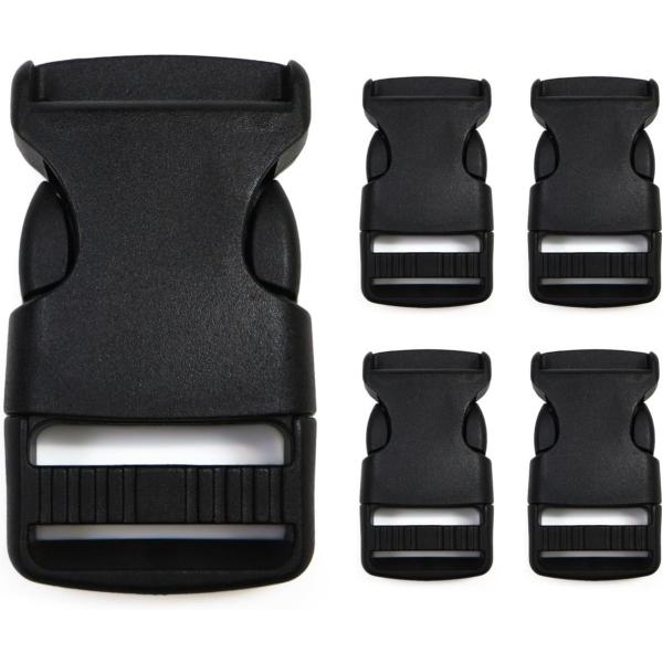 ●【サイズ】約56mm×32mm 約25mm幅●【材質】プラスチック 【カラー】ブラック【数量】5個●【用途】ウエストポーチやバッグ、リュックなどの幅の広いストラップにぴったりなプラスチックのバックルです。●【特徴】サイド側の爪を押すことで...