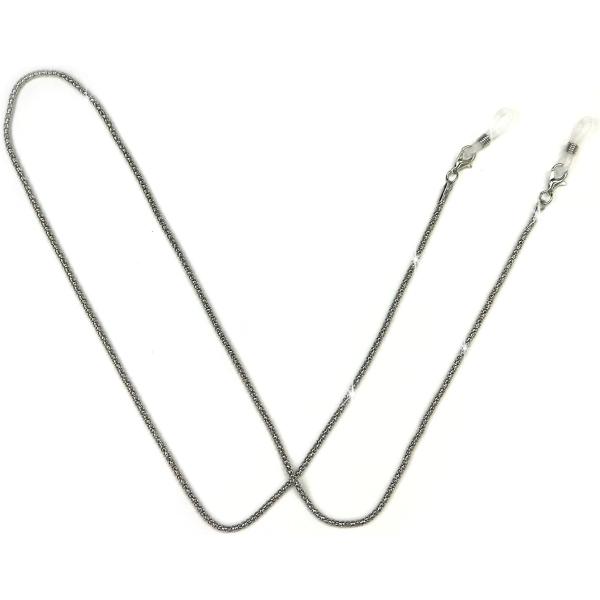 ●【サイズ】全長約71cm　太さ約2mm　【重さ】約7g●【材質】金属・シリコン　【商品内容】メガネチェーン1本・留め具1組●【カラー】シルバー●【特徴】眼鏡の落下・紛失防止に便利なメガネチェーンです。眼鏡を首からぶら下げることができるため...