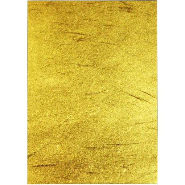 ●【サイズ】A4（横210x縦297mm）【厚み】 約0.12mm●【素　材】和紙●【カラー】表面：金（ゴールド）/ 裏面：白●【内容量】10枚●【特　徴】高級感溢れる金色です。自由にカットできるので、高級感を醸し出す用途でお使いください。
