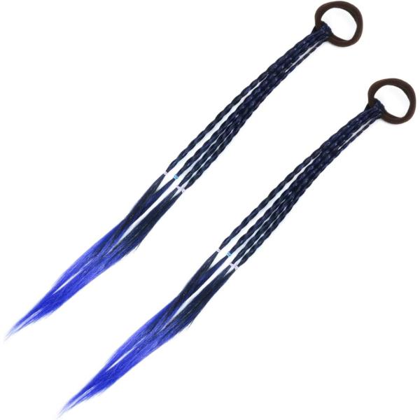●【サイズ】約47cm　【個数】2個●【色】ブルー●【素材】化学繊維●【特　徴】ヘアゴムと地毛と一緒に結ぶだけで簡単にイメージチェンジができる編み込みエクステです。