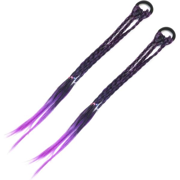 ●【サイズ】約47cm　【個数】2個●【色】パープル●【素材】化学繊維●【特　徴】ヘアゴムと地毛と一緒に結ぶだけで簡単にイメージチェンジができる編み込みエクステです。