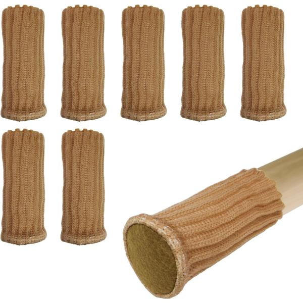 【対応サイズ】直径約4cmまで【材質】ポリエステル、フェルト【カラー】ライトブラウン【内容量】8個入り【特徴】椅子やテーブルの脚にかぶせるだけで簡単に取り付けられる椅子脚ソックスです。椅子を動かす際の傷や摩擦音をやわらげ、快適な使い心地をサ...