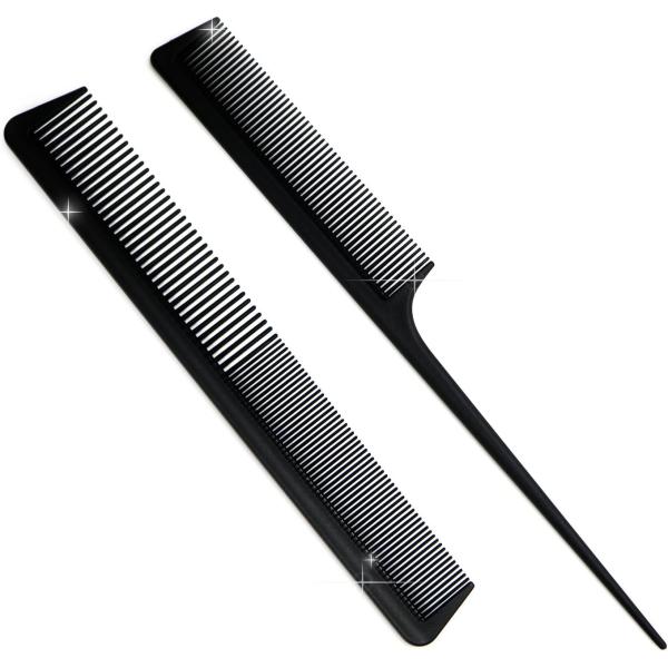 ●【くしのサイズ】約22.2×2.3cm　【コームのサイズ】約19.2×2.8cm●【材質】PVC　【内容量】くし1本　コーム1本●【カラー】ブラック●【特徴】くしとコームがセットになった商品です。先が丸くなっているので、頭皮を傷つけにくい...