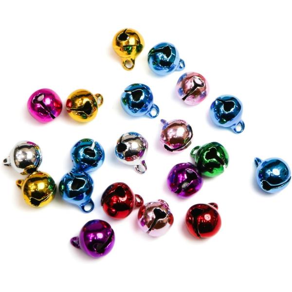 ●【サイズ】直径約8mm 　【穴のサイズ】約2mm●【数量】20個　【材質】金属●【カラー】ミックス●【用途】メタリックカラーのカラフルなミニサイズの鈴です。●シャンシャンと小さな心地よい音が鳴り、雑貨などのアクセントに使えます。