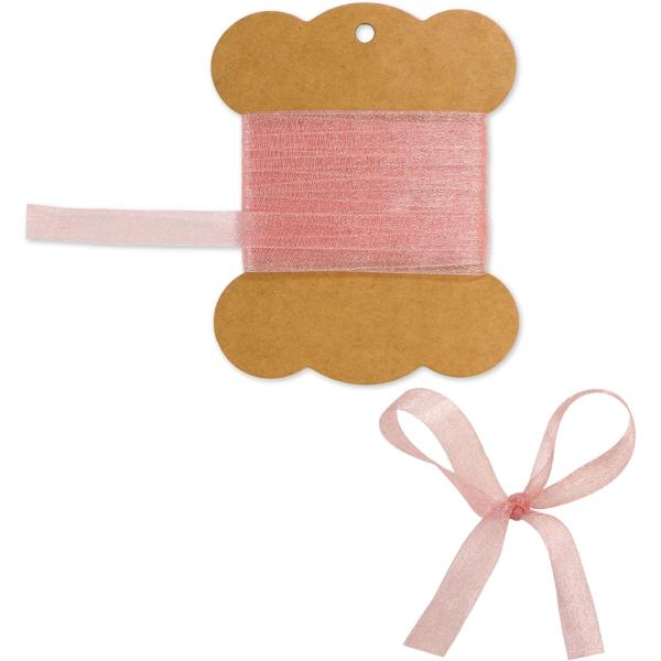 【リボンカラー】ピンク【リボン幅】約9mm【全長】約5m【材質】ナイロン 【仕様】両面タイプ（リボンが裏返っても美しい見た目を保てます）【特徴】程よい光沢と透け感を備えたオーガンジーリボンです。シンプルなデザインで、さらっとした手触りをして...