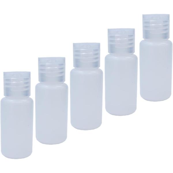 ●【サイズ】縦約65mm x 直径約25mm●【材質】本体：PET、蓋：PP【容量】20ml●【数量】5本●【カラー】透明色（クリア）●【特徴】小分けや持ち運びに便利なプラスチック製のミニボトルです。お出かけや旅行、出張時に化粧水、シャンプ...