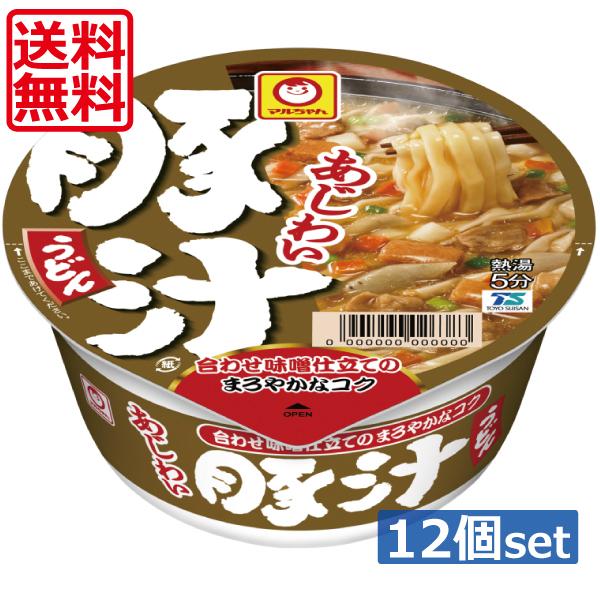 【商品内容】マルちゃん　あじわい豚汁うどん　109g（麺70g）×12食【原材料名】油揚げめん(小麦粉(国内製造)、植物油脂、でん粉、食塩、植物性たん白、乾燥酵母、卵白)、添付調味料(みそ、ポークエキス、しょうゆ、豚脂、植物油、野菜エキス、...