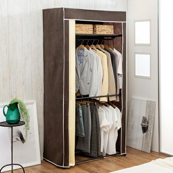 用途に合わせて選べる棚付きのクローゼットハンガー。衣類も小物もまとめてスッキリ収納できます。カバーとカーテン付きなので衣類をほこりから守ります。収納する量に合わせて2タイプ2サイズから自由に組み合わせれば、お部屋の散らかりもまとめて解決。上...