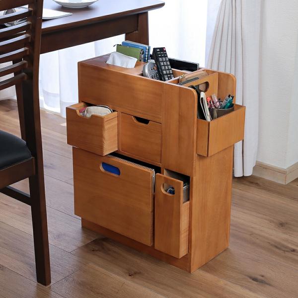 ●色/ナチュラル●サイズ/約幅44×奥行20×高さ55cm●重さ/約4.6kg●素材/本体：桐、MDF、合板、キャスター：ポリプロピレン、ナイロン、鉄（亜鉛メッキ）、表面加工：ラッカー塗装●備考/組立不要完成品、キャスター付き、ティッシュボ...