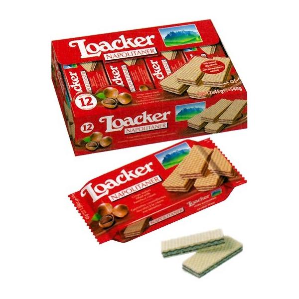 内容量 　：45g×12個賞味期限：2025.12..★パッケージ内部に日本語シールが貼付されているため、　海外みやげ非対応です。商品説明：イタリアのブランドLoackerの人気商品。良質のナポリ産ヘーゼルナッツのクリームをサンド。気軽に食...