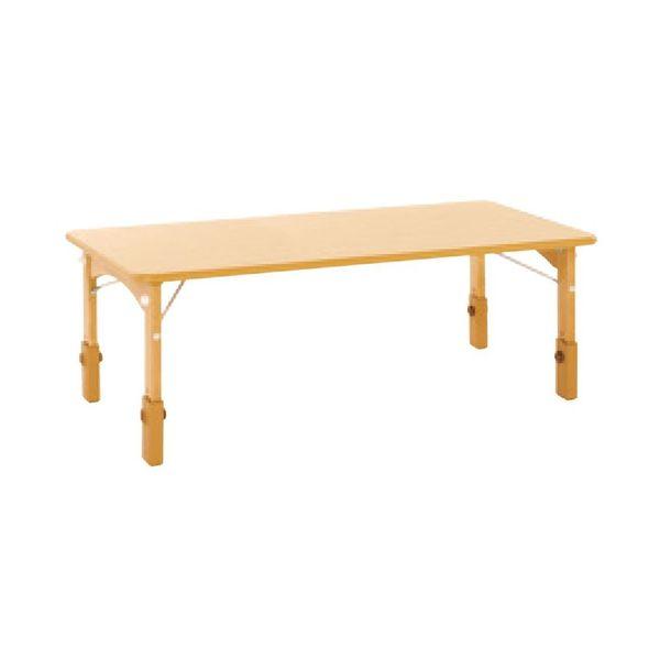 ハイは45・48・51cm、ローは36・39・42cmの3段階高さ調節可能な木製テーブルです。裏面テーブルグリップ付。