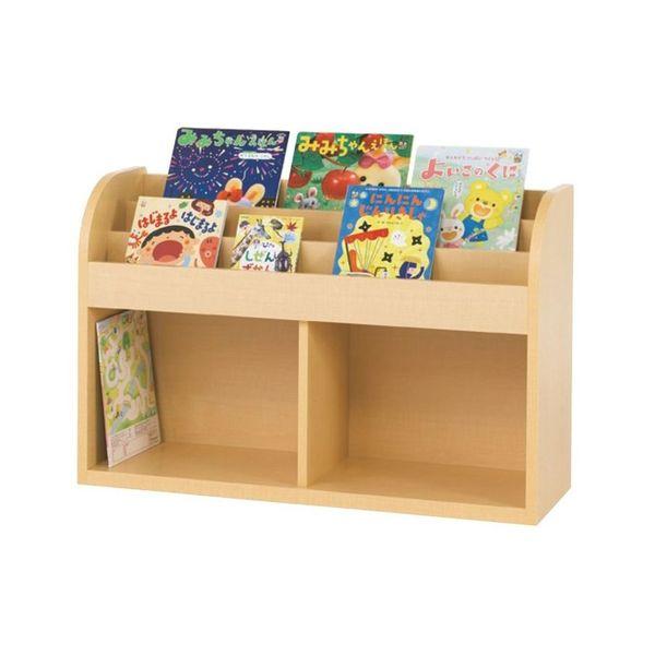 裏面が化粧板仕上げなので、仕切りとしても使用可能なコンパクトな絵本棚です。低重心で転倒しにくく、移動にも楽な取っ手付です。