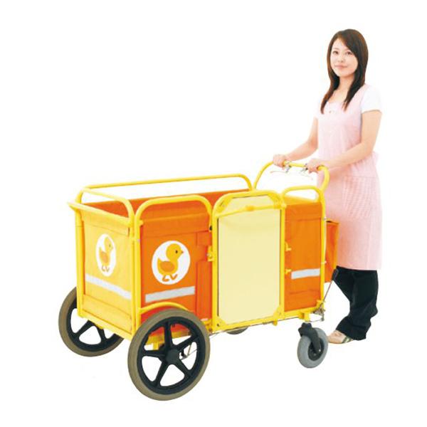 16インチの大きなノーパンクタイヤを使用した操作性のよい避難車です。ワンタッチで折りたたむことができ、収納に場所をとりません。またサイドに扉を設け、年少児の乗り降りもたいへん楽に行えます。安全面ではハンドブレーキとパーキングブレーキが付いて...