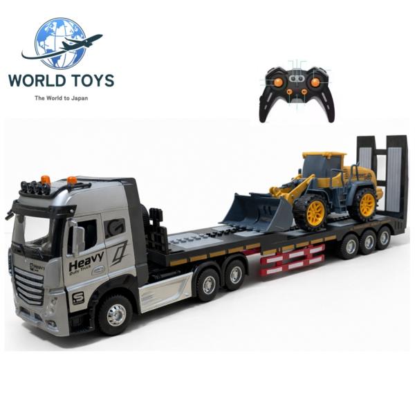 積み込み完了！光と音で楽しさアップの本格トレーラーRCショベルカーやオフロードトラックなど、いろいろな車両を運搬できる大型トレーラーRC！本格的なエンジン音や走行音を楽しめるリアルサウンドシステムに加え、LEDヘッドライトも点灯。まるで本物...