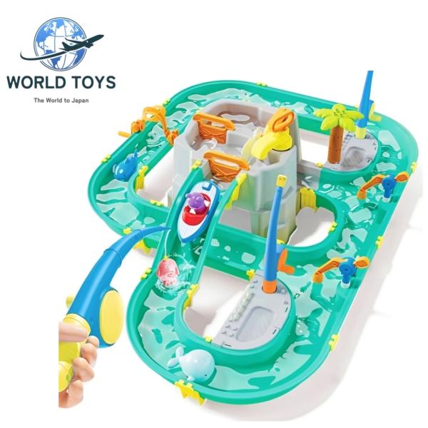 水門やポンプを活用して水の流れを作ったり水位を変えたりすることで想像力や発想力を働かせながら子どもも大人も思わず夢中になります。ポンプを使って貯水場へ水を貯めて、隔壁板を抜くと水と共にボートがスライダー(滑り台)から勢いよく流れ落ちます。パ...