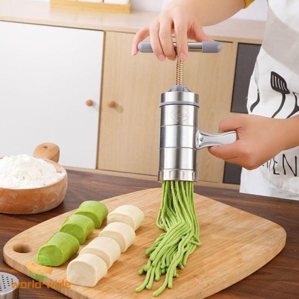 【優れた素材】高品質のステンレス鋼材料でできており、防錆性と耐食性があり、耐久性があり、頑丈に使用できます。【5種類カッター】5つのカッターが付きます。口に合わせて、形を決める可能！家庭で手軽にうどん、ラーメンなど作る！それ以外に、手動ジュ...