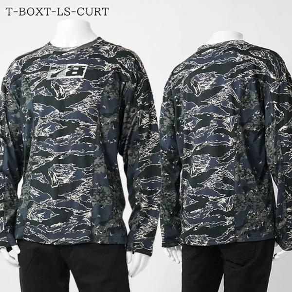 ディーゼル DIESEL メンズ 長袖Tシャツ T BOXT LS CURT A18499 0DLBM ブルー系 81EA ロンT カットソー クルーネック 長袖 総柄 カモフラージュプリント カモ柄 ワンポイント ロゴ 刺繍 刺しゅうIt...