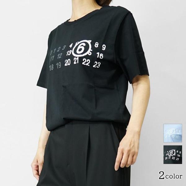 エムエムシックス メゾンマルジェラ MM6 Maison Margiela KIDS キッズ Tシャツ M60775 MM04I ブラック M6900 ライトブルー M6807 半袖 カットソー クルーネック ロゴ プリント レディース 大...