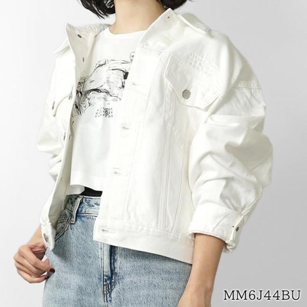 エムエムシックス メゾンマルジェラ MM6 Maison Margiela KIDS キッズ デニムジャケット MM6J44BU M60922 MM06S ホワイト M6101 アウター ジャケット Gジャン 刺繍 刺しゅう ロゴ ガールズ...